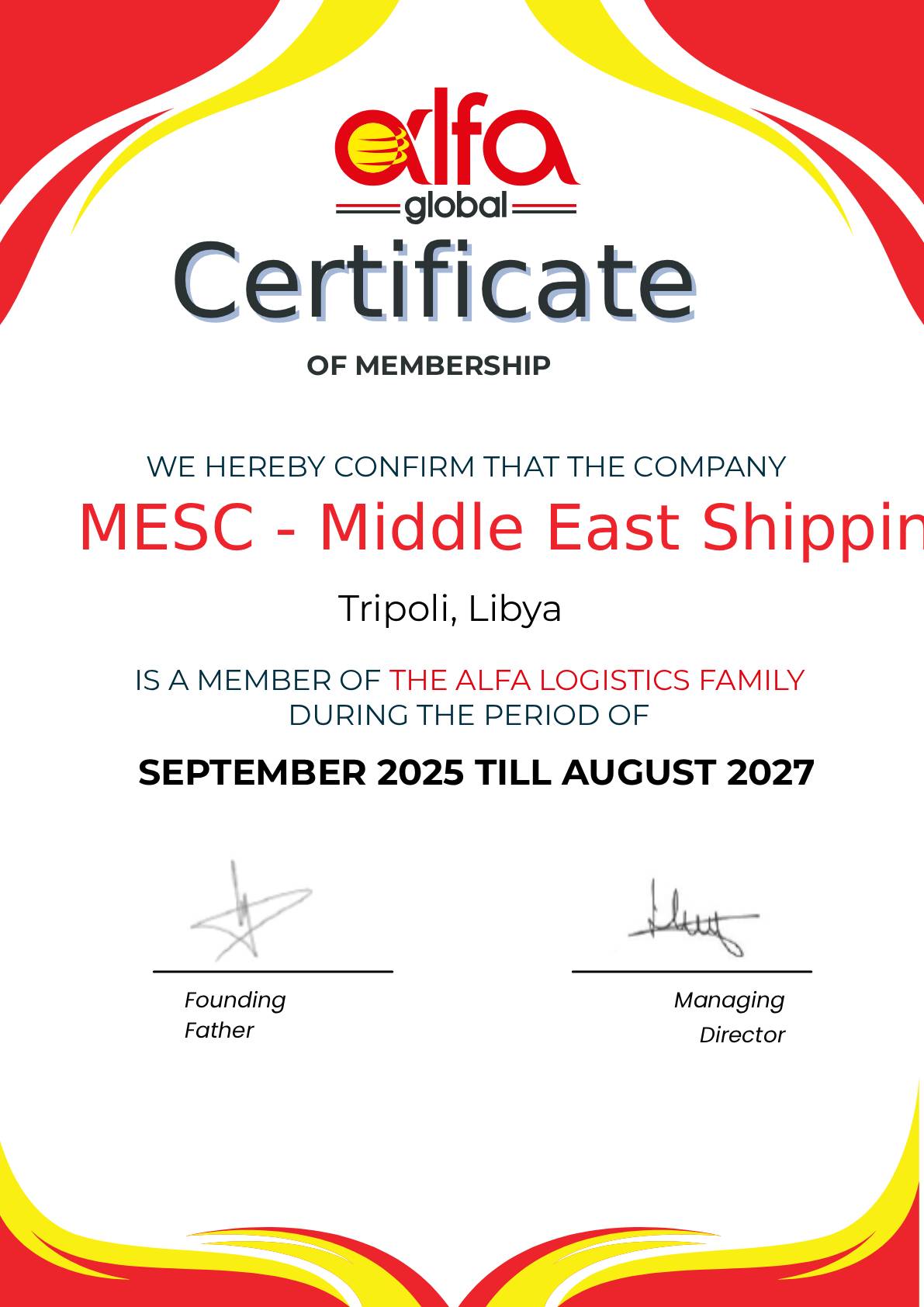 Middle East Shipping Expands Reach with Alfa Global Membership – MESC